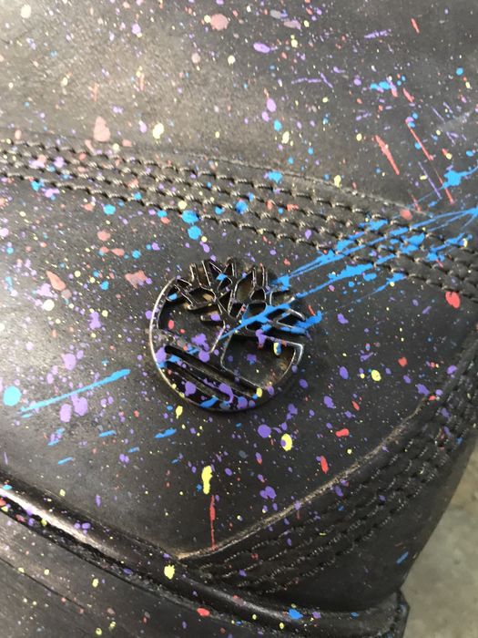 Timberland Timberland Black Paint Splatter Custom Boots | Grailed