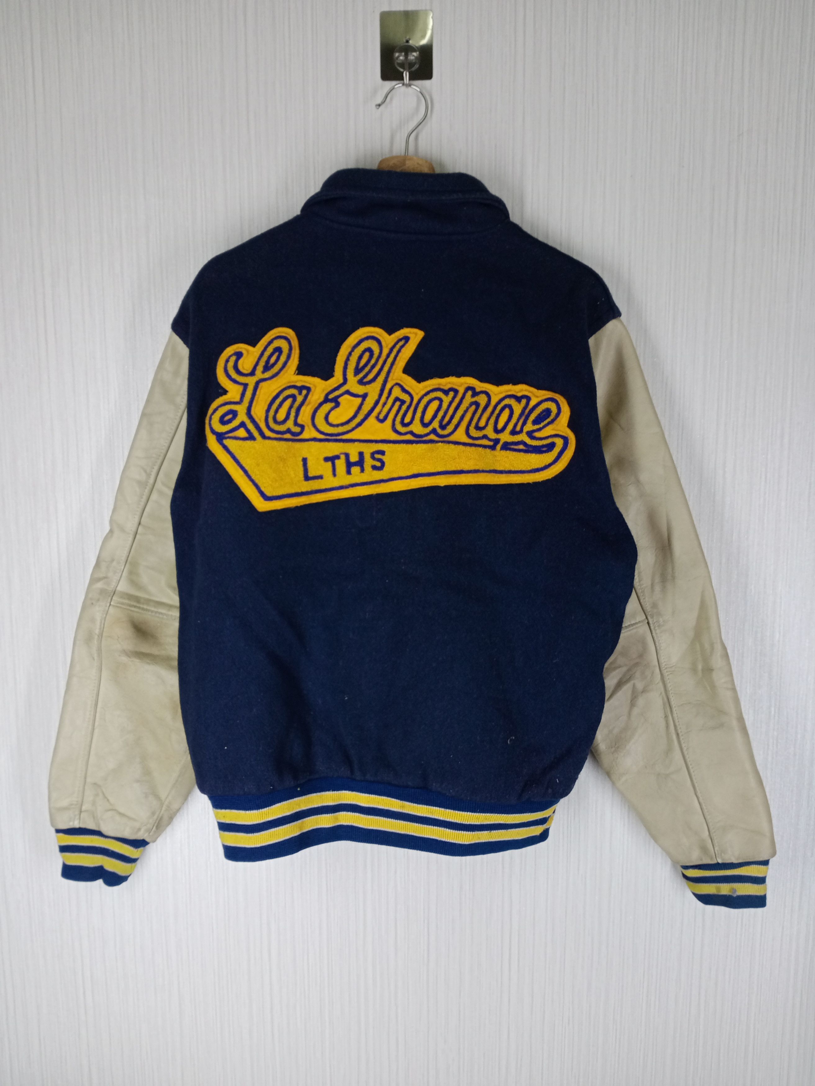Leather Jacket × Varsity Jacket × Vintage Vintage 80s LTHS Letterman ...