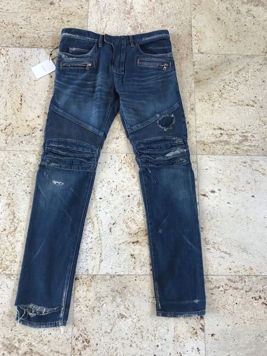 Balmain Distressed Biker Denim | Grailed