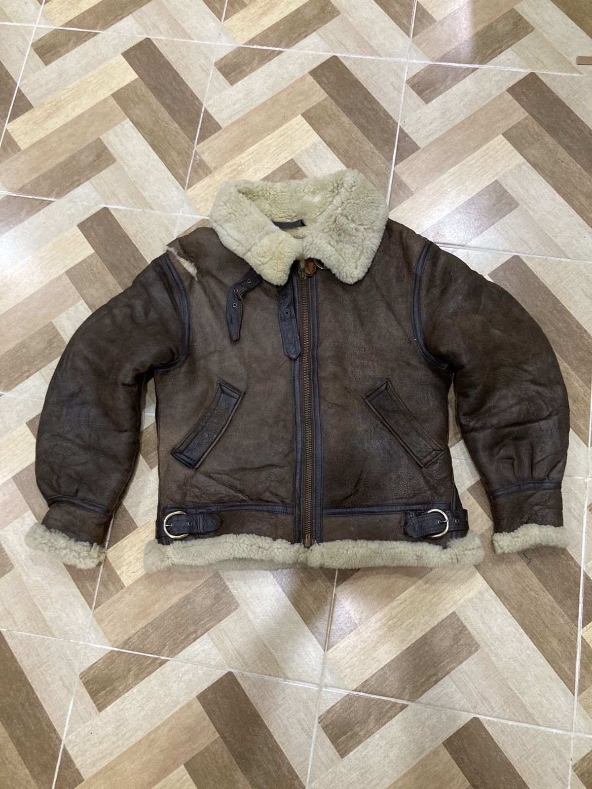 B 3 × Leather Jacket × Sheepskin Coat Distressed Type B 3 Orchard ...