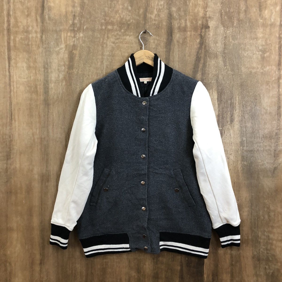 Japanese Brand × Varsity Jacket × Vintage Pink Adobe Grey Varsity ...