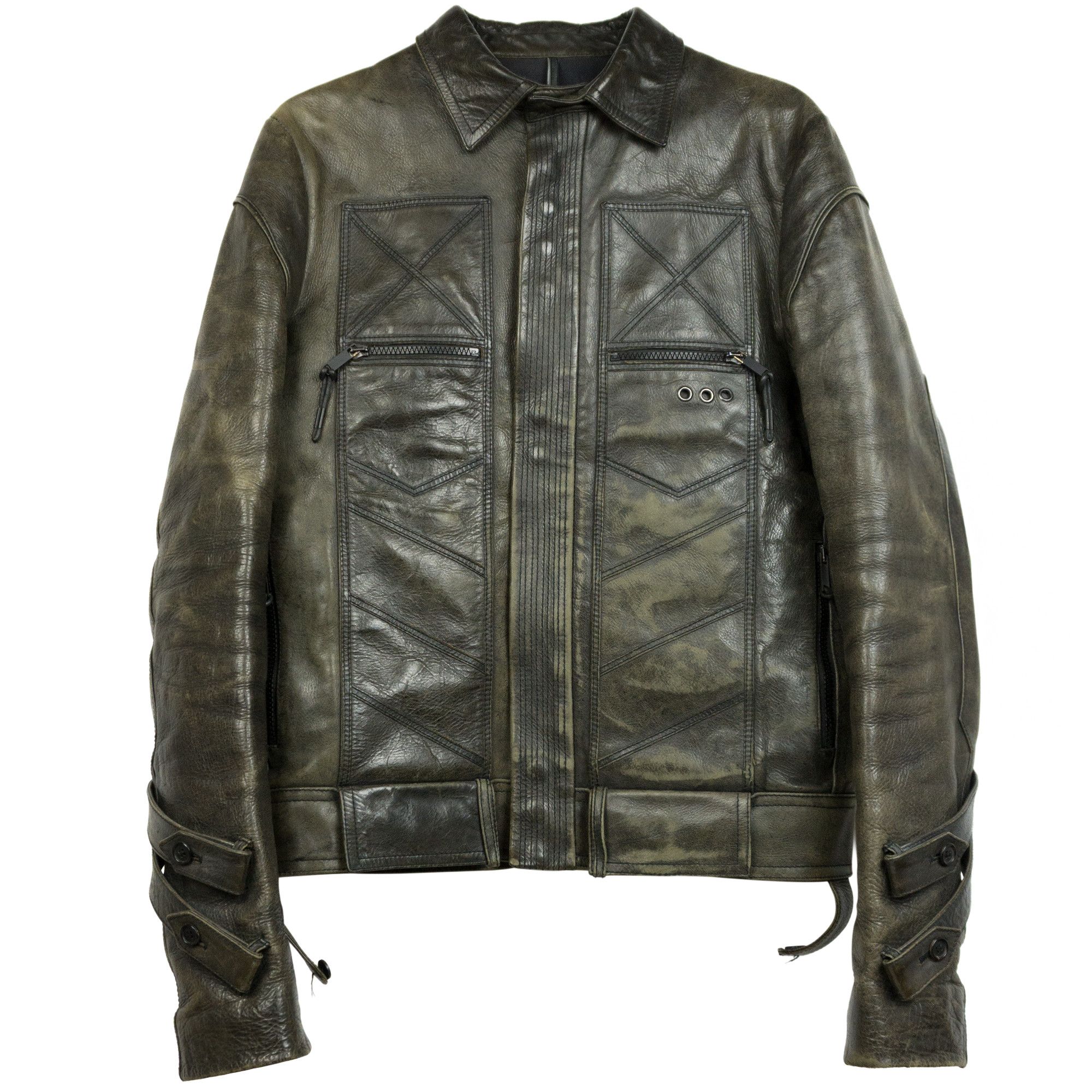 Dior × Hedi Slimane Dior Homme AW03 "Luster" Leather Officer Jacket | Grailed