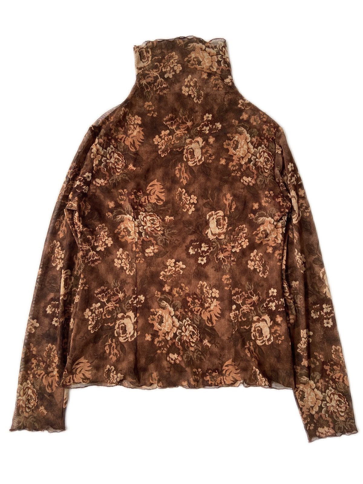 Vintage Japanese Brown Floral Sheer Mesh Top Shirt | Grailed