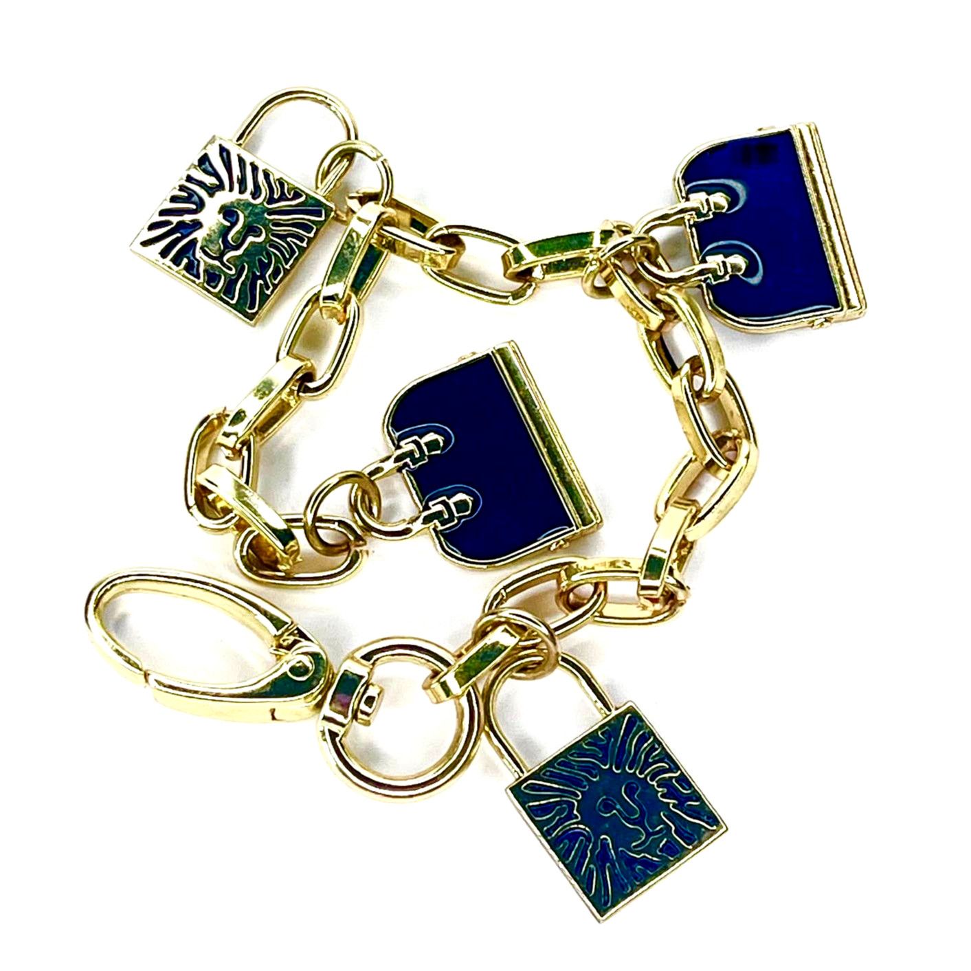 Anne Klein Anne Klein CHARM BRACELET Black Handbag Lion Lock Bar Link ...