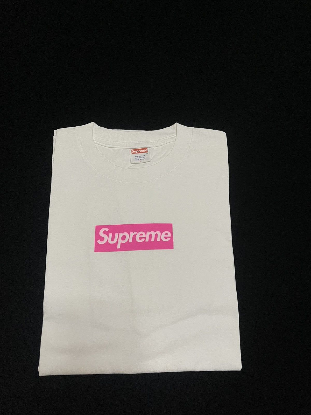 Supreme Supreme pink pink on White box logo tee | Grailed