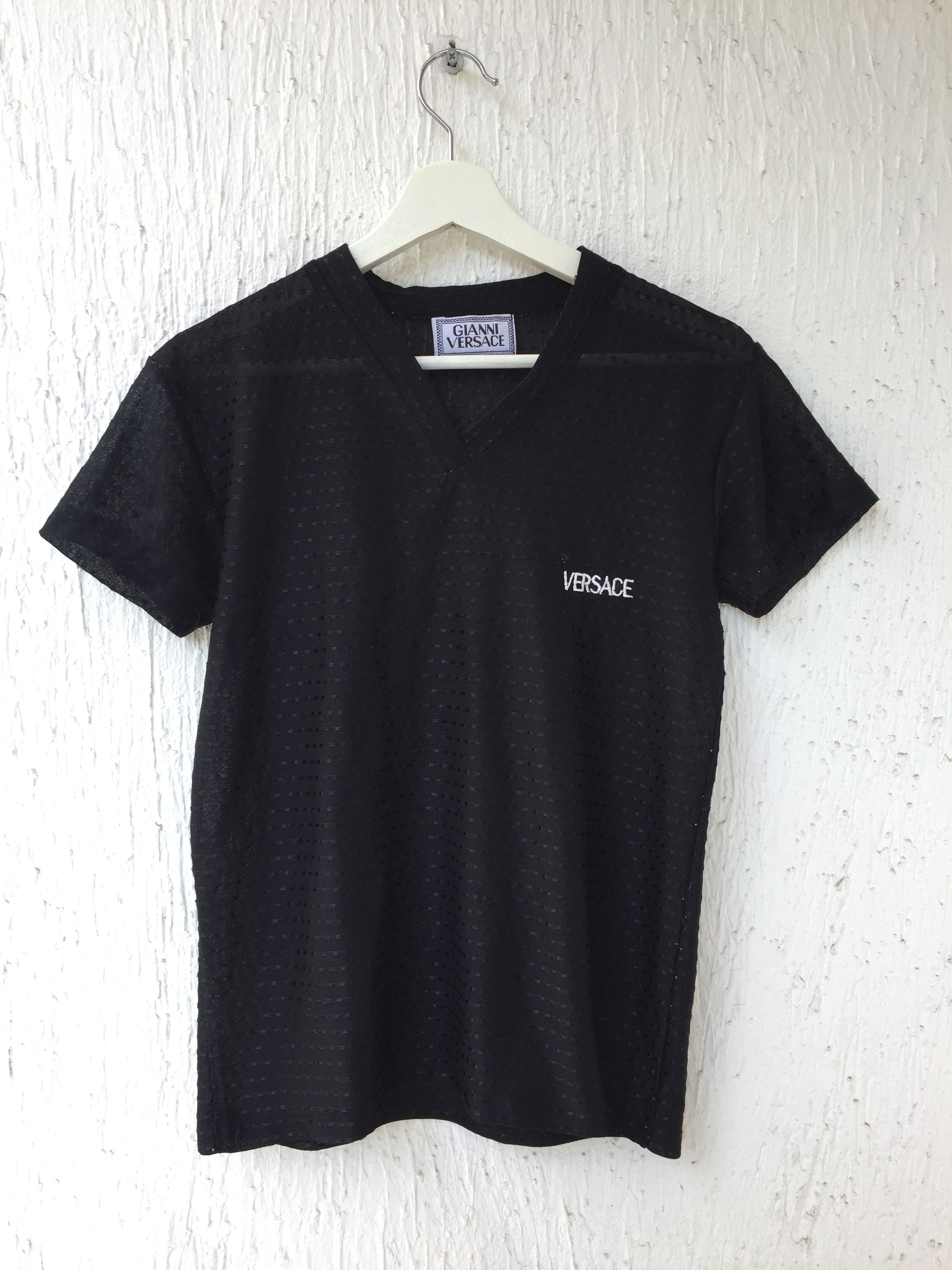 Versace chest logo mesh tee | Grailed