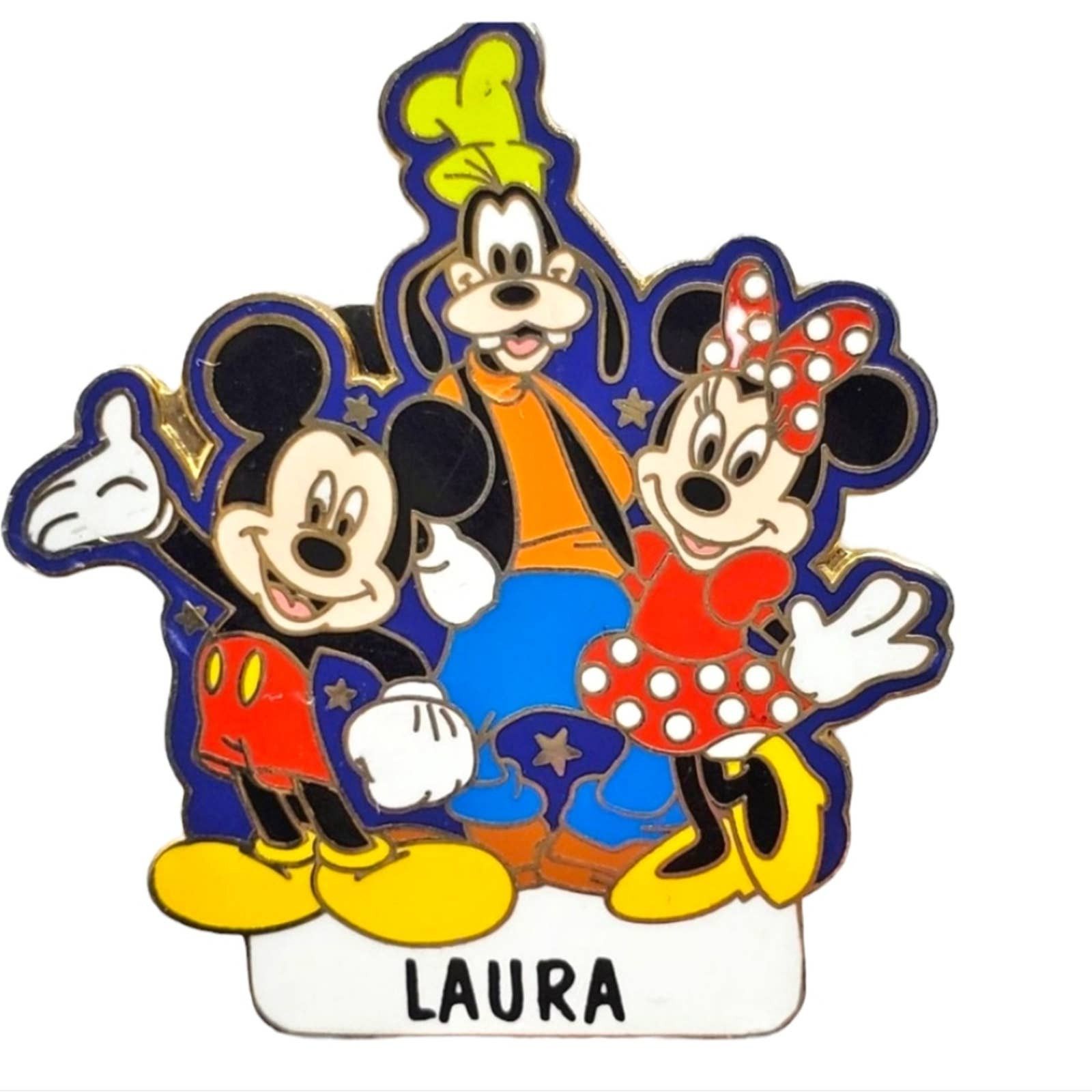 Disney Disney Minnie Mouse Mickey Mouse Goofy Name Laura Enamel Pin ...