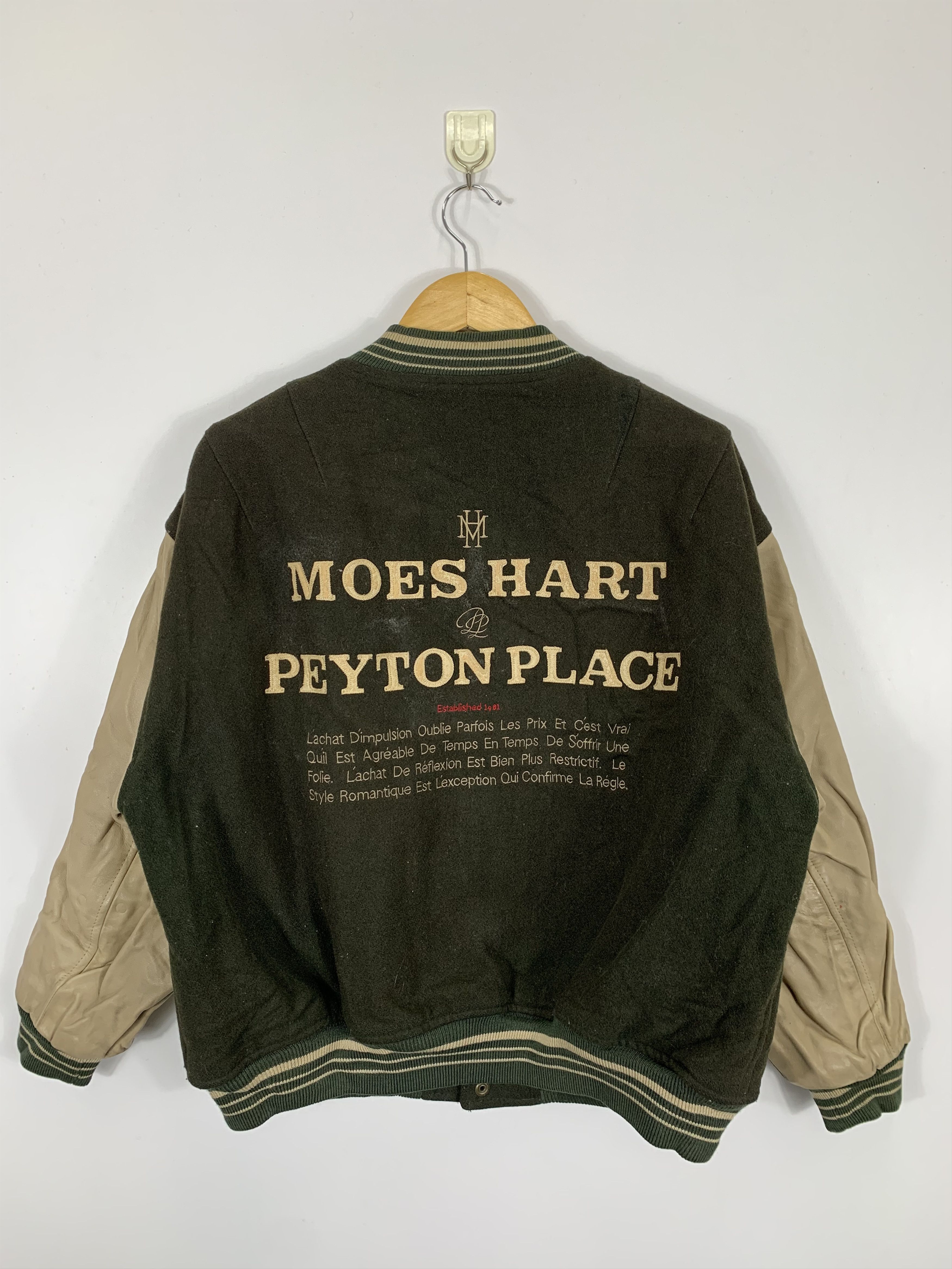 Varsity Jacket × Vintage Vintage Peyton Place Sleeve Leather Varsity ...