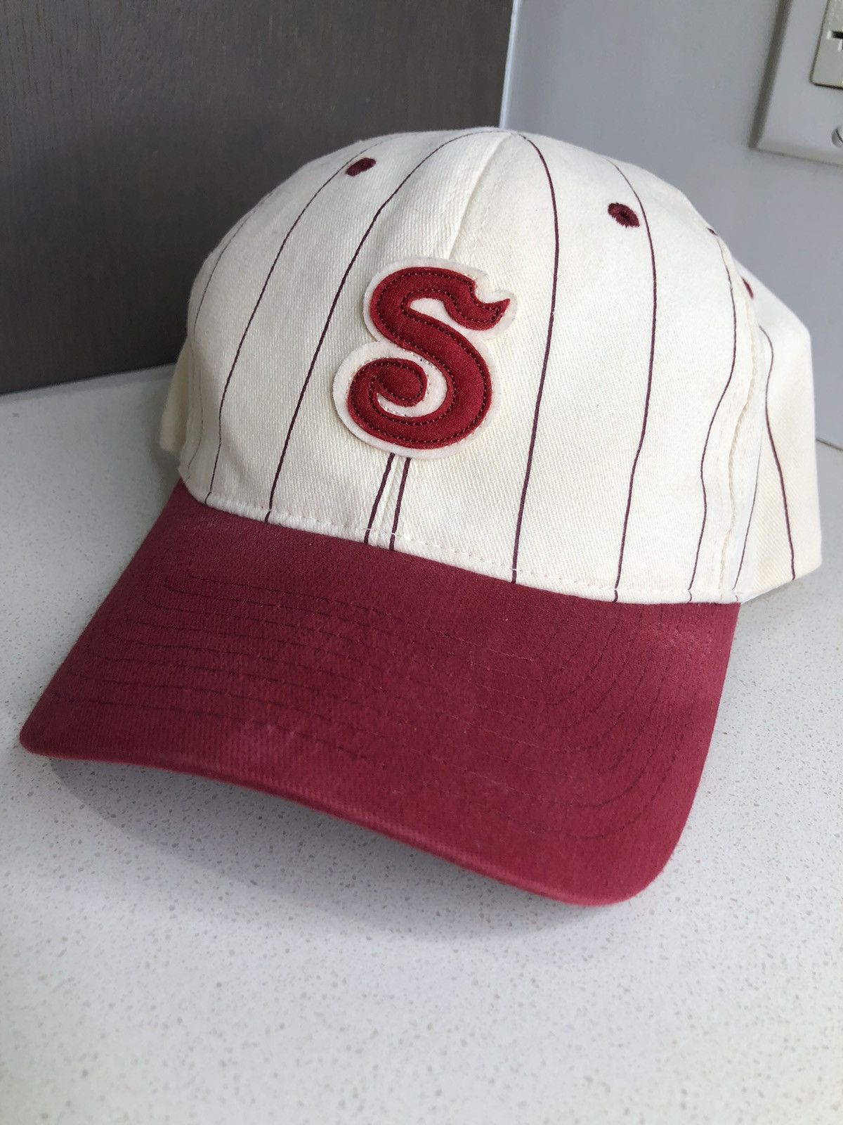 Vintage Vintage 90s Y2K Stussy Pinstripe Flexfit Baseball Hat | Grailed