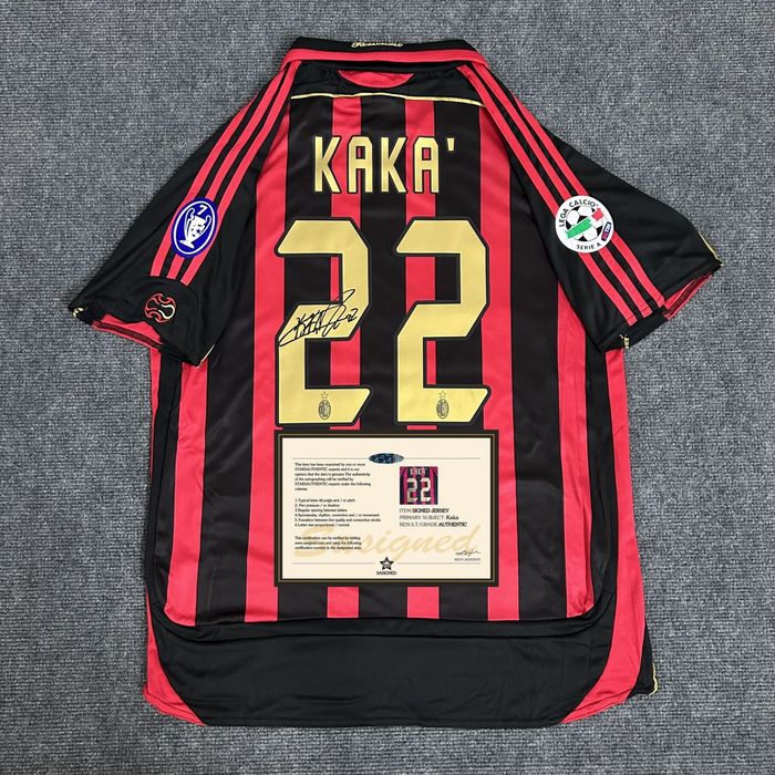Vintage Kaka SIGNED 06/7 AC MILAN Signature Shirt Retro + COA | Grailed
