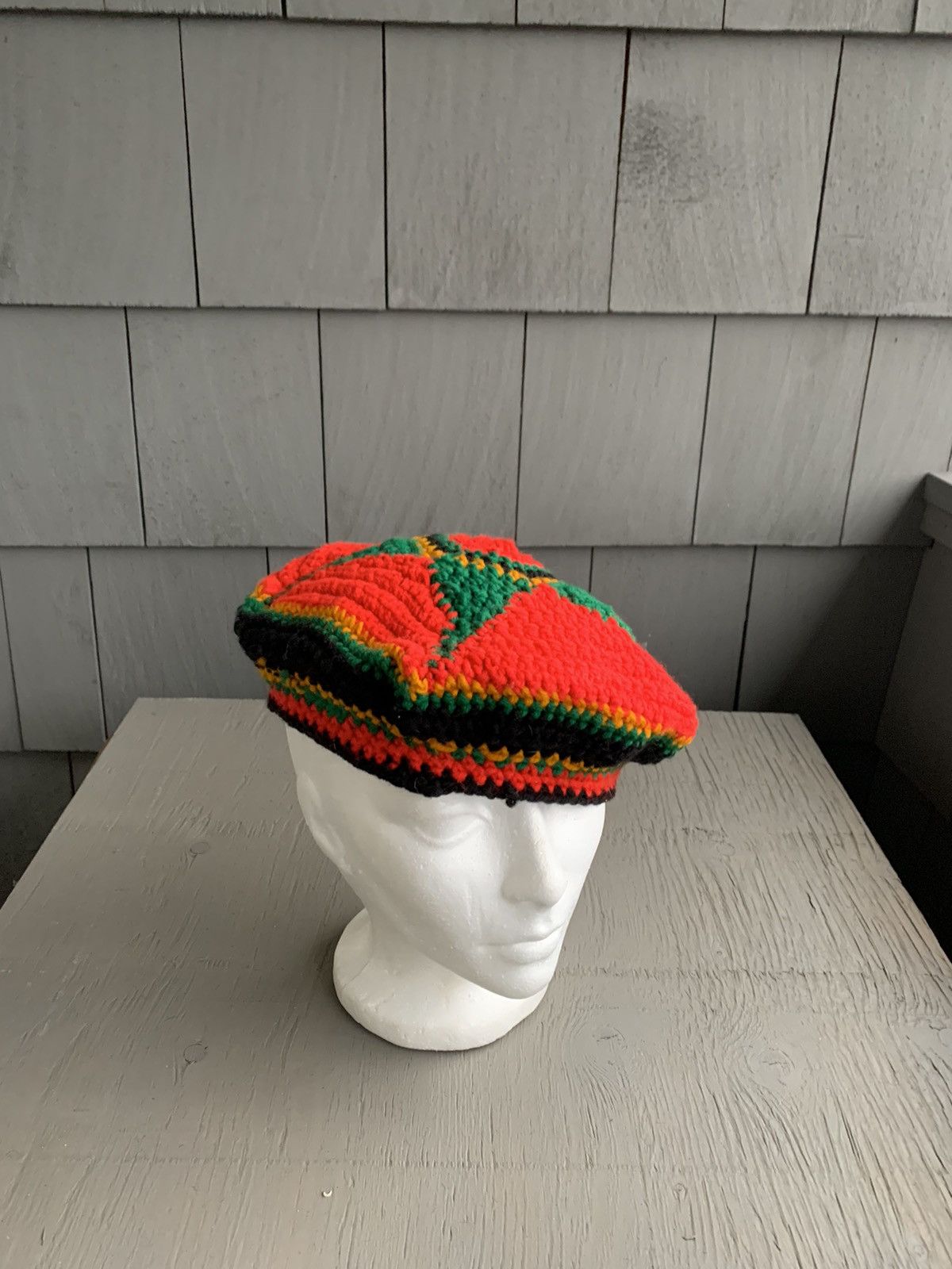 Vintage Vintage Handmade Rasta Beret 90s Black Power Knit Hat Rebel ...