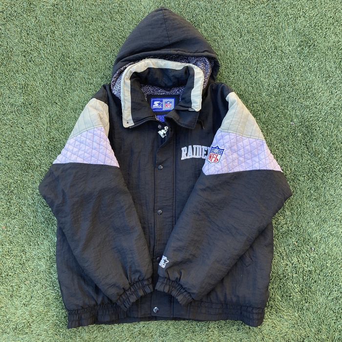 Vintage STARTER 90S Vintage Los Angeles Raiders Parka Puffer Jacket ...