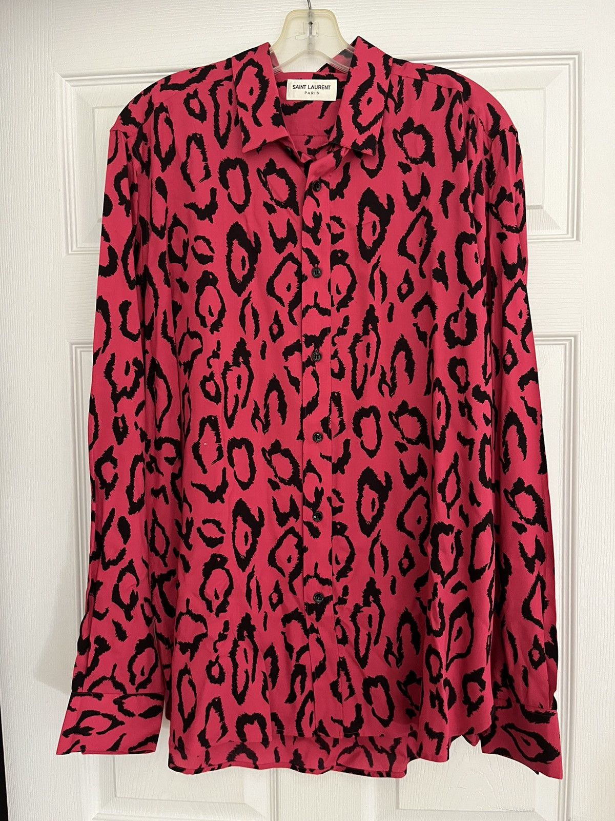Saint Laurent Paris Hedi Rare Pink Leopard Shirt | Grailed