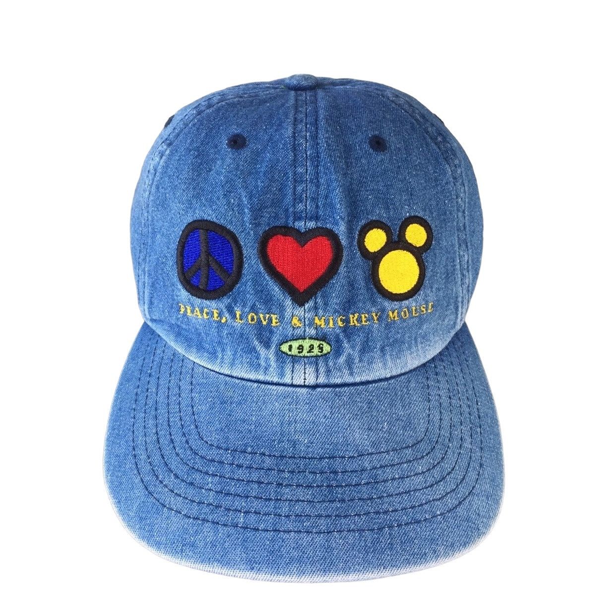 Vintage Vintage Disney Peace,Love & Mickey Mouse denim cap | Grailed