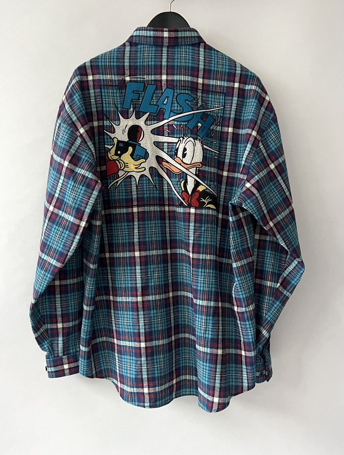 Disney × Gucci Gucci x Disney Embroidered Flannel Overshirt with Donald ...
