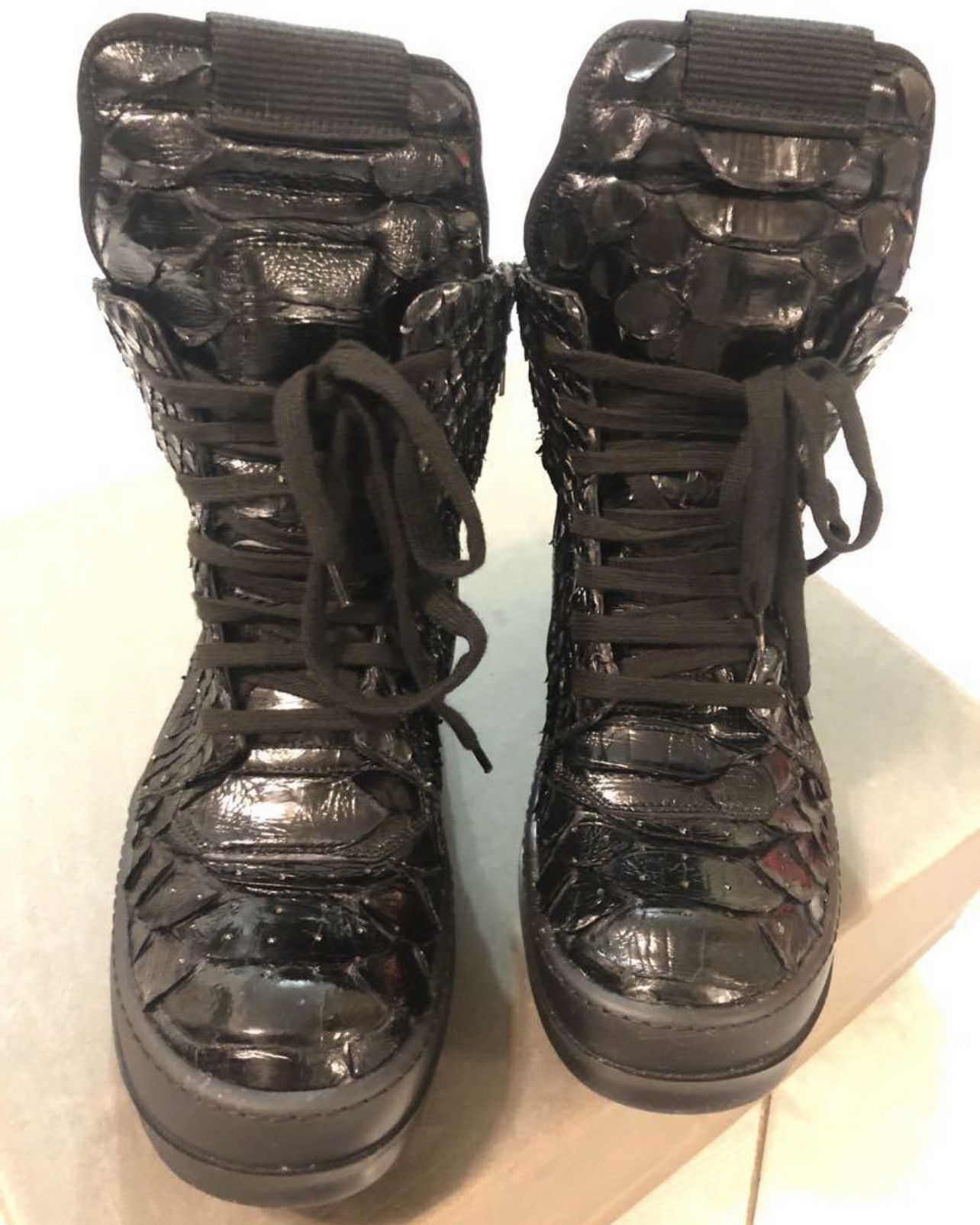 Rick Owens Rick Owens Geobasket Snake Leather sneakers | Grailed