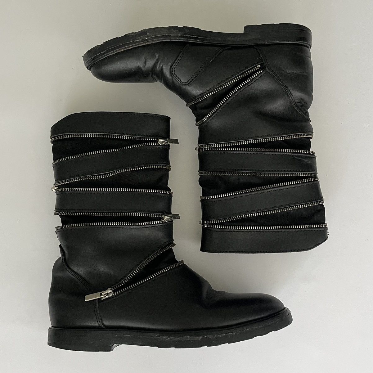 Raf Simons Raf Simons AW06 Accordion Multi Zip Leather Boots | Grailed