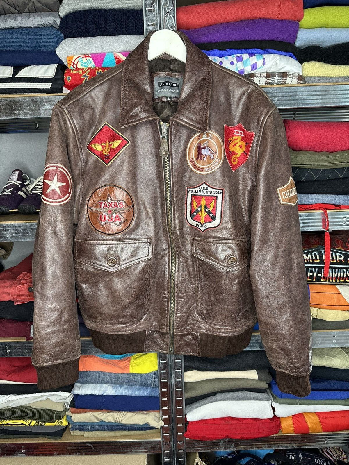 Vintage Aviatrix Vintage Brown Bomber Pilot Flying Leather Jacket | Grailed