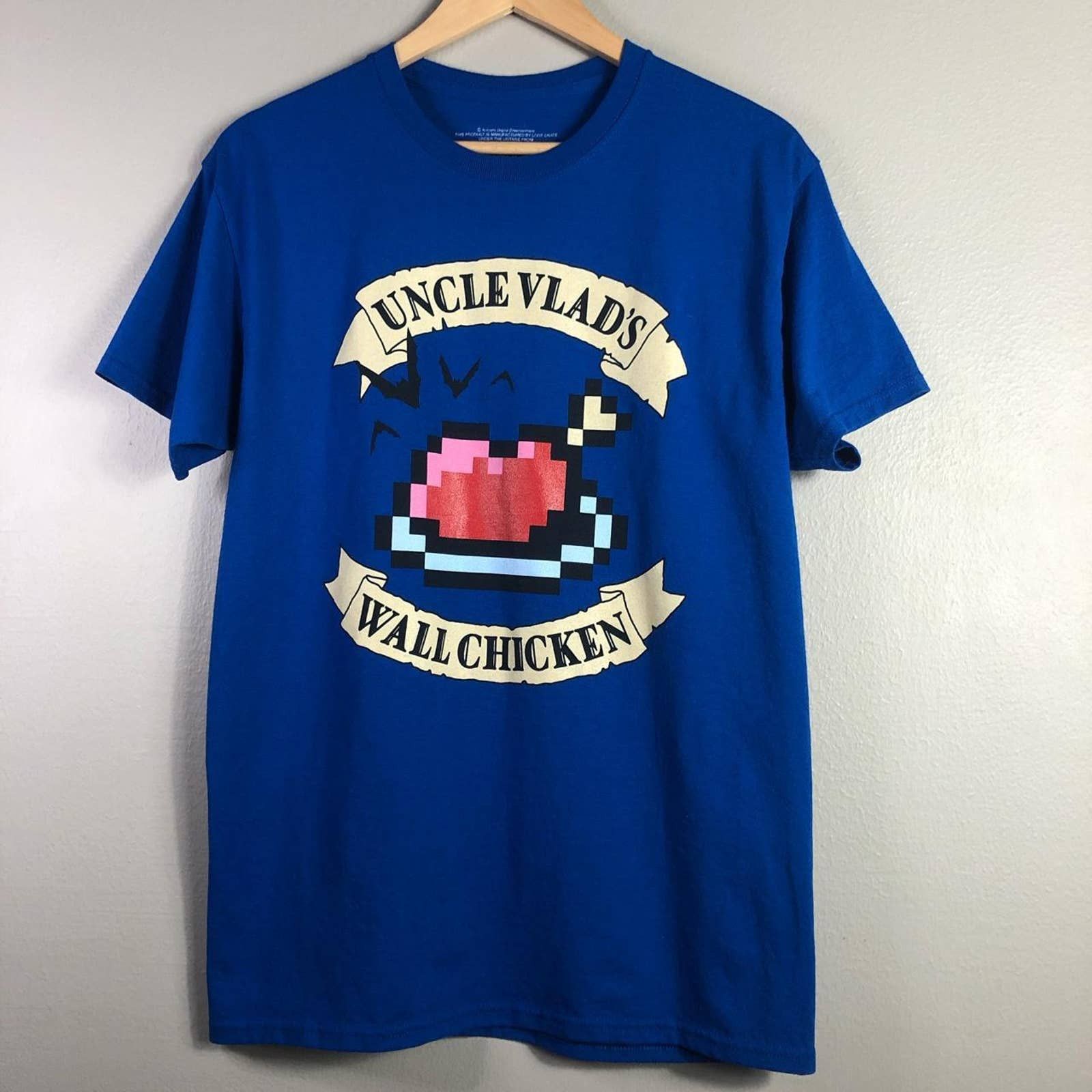 Streetwear Castlevania Uncle Vlad’s Wall Chicken T Shirt Blue loot Med ...