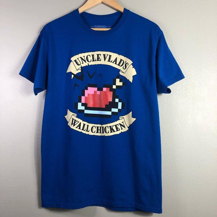 Streetwear Castlevania Uncle Vlad’s Wall Chicken T Shirt Blue loot Med ...