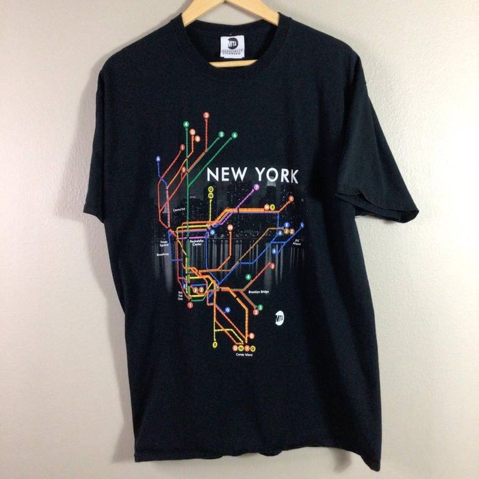 Streetwear New York NYC MTA Metro Subway official Map T Shirt Black XL ...