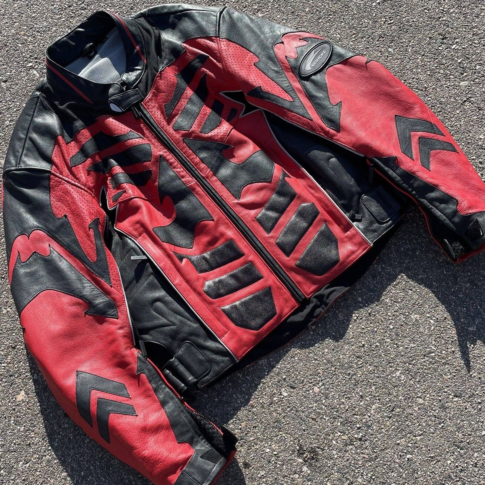 Vintage GERICKE Motorcycle Jacket Red Black Leather with Armor | Grailed