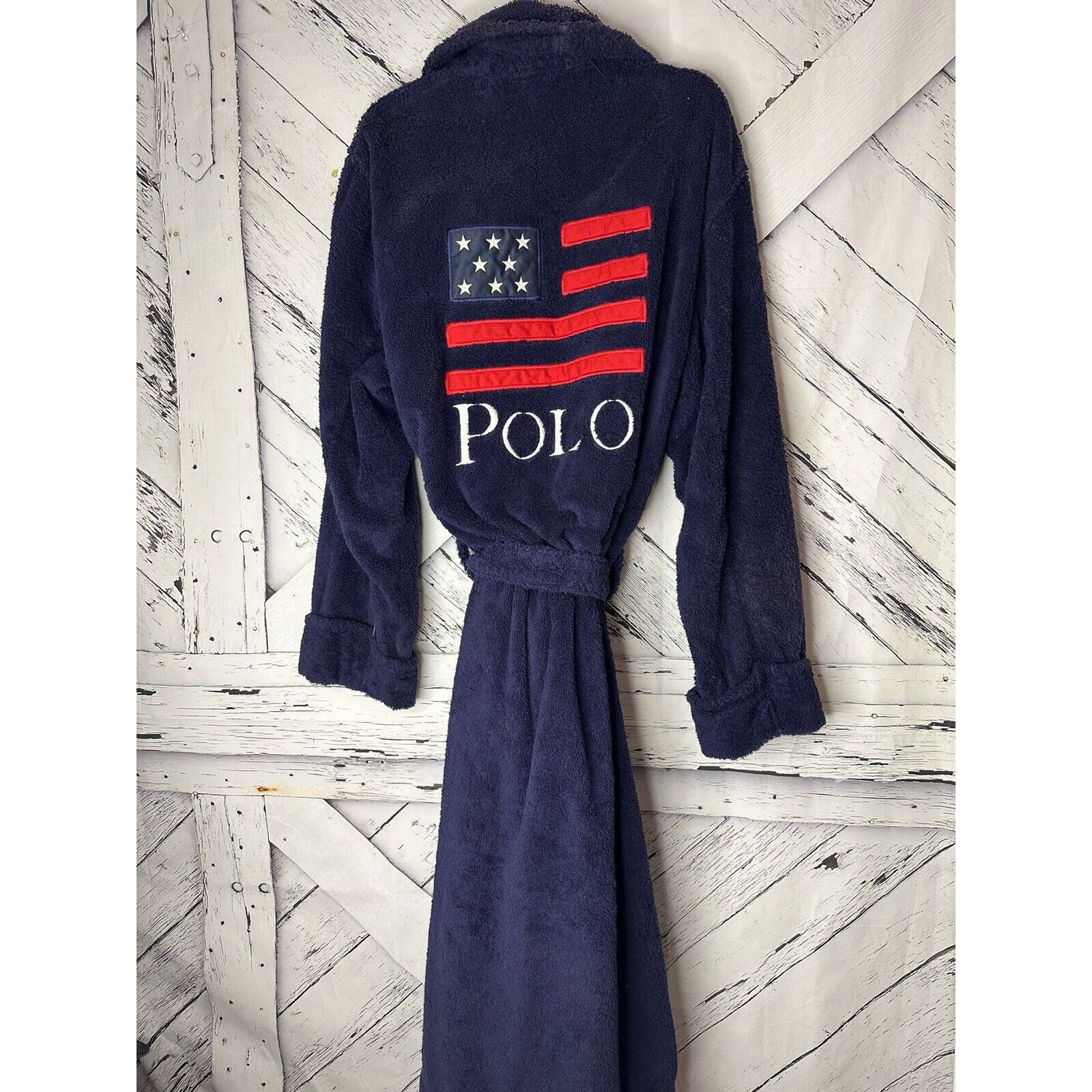 Polo Ralph Lauren Polo Ralph Lauren Blue Flag mens Vintage Shaggy robe ...