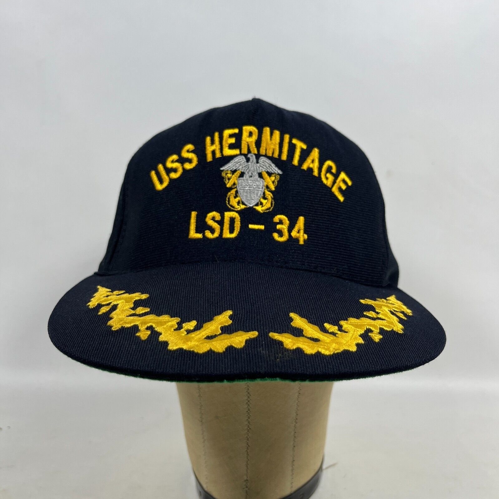Vintage USS HERMITAGE Hat One Size LSD-34 Landing Ship US NAVY Cap Blue ...