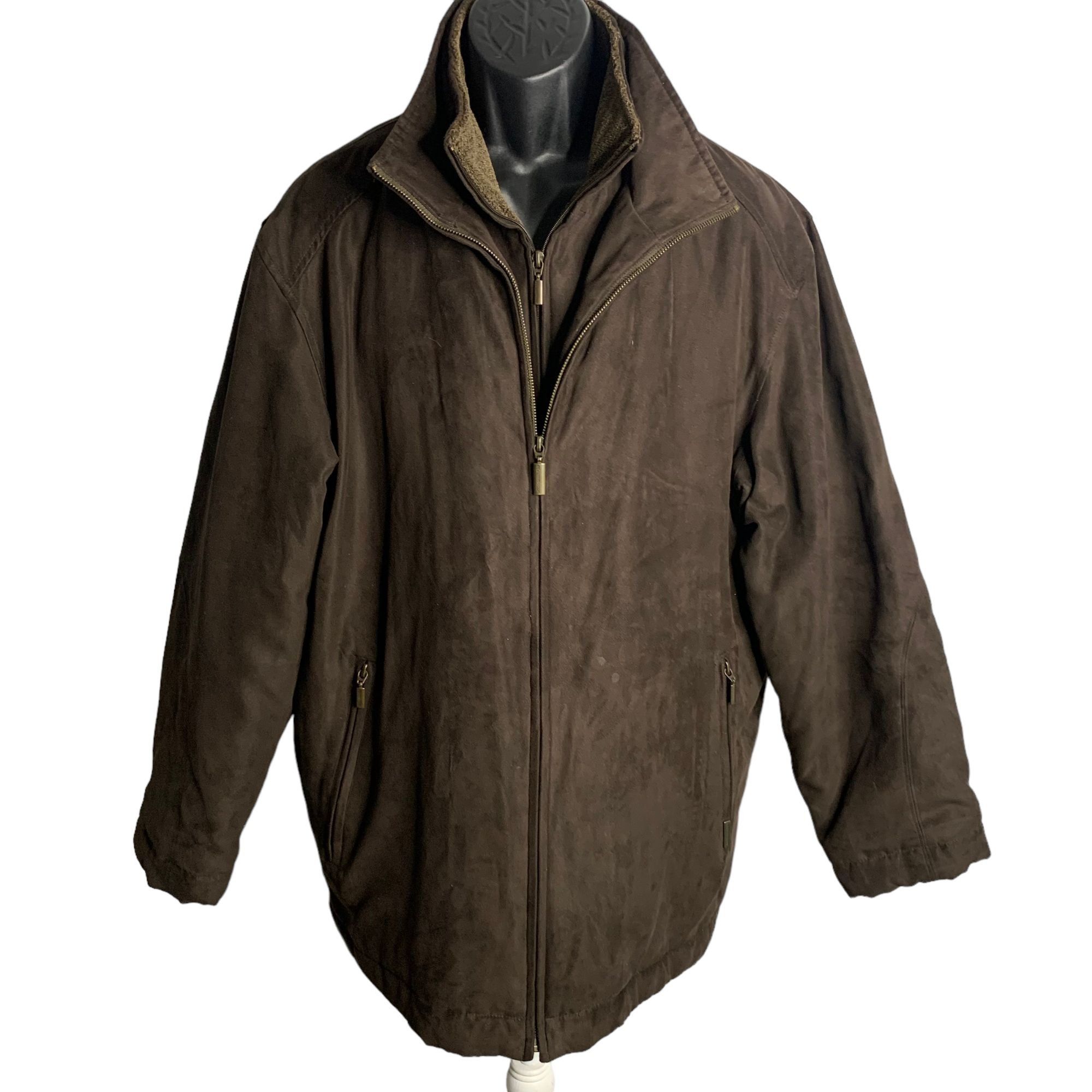 Weatherproof Vintage Weatherproof Faux Suede Jacket L Brown Double Zip ...