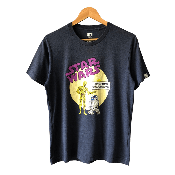 Uniqlo DROIDS Star Wars Uniqlo Lucas Film Big Logo Blue Tee Shirt M ...