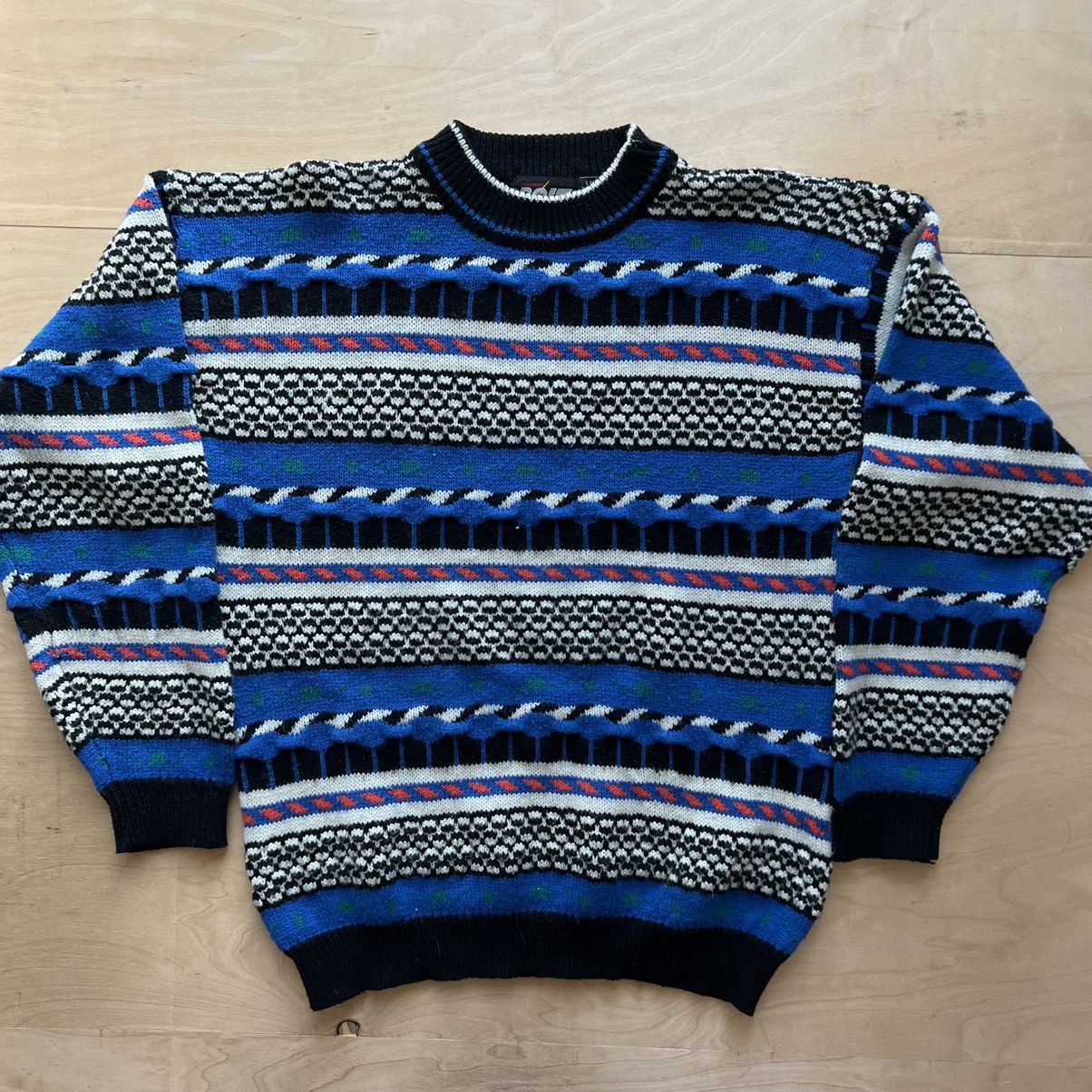 Vintage Vintage Coogi Sweater Large Blue 90s Knit Lightning Bolt | Grailed