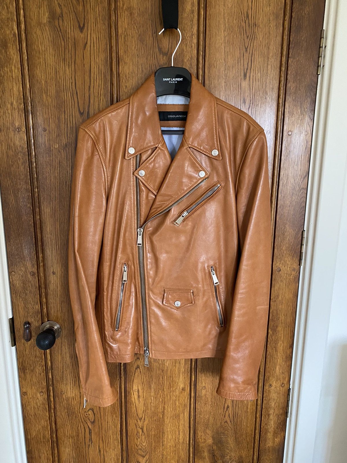 Dsquared2 SS11 Dsquared Dsquared2 tan leather biker jacket perfecto ...