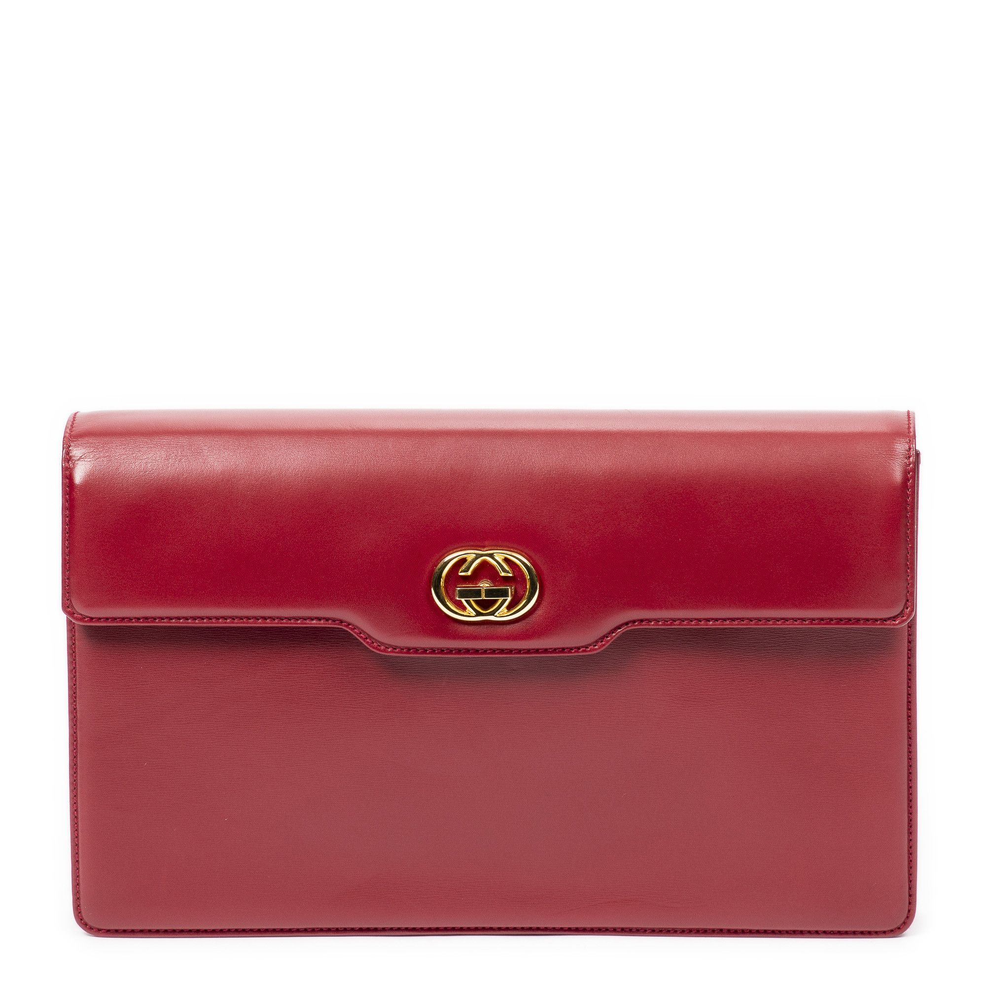 Gucci Vintage Turnlock Flap in Red Smooth Calfskin Leather | Grailed