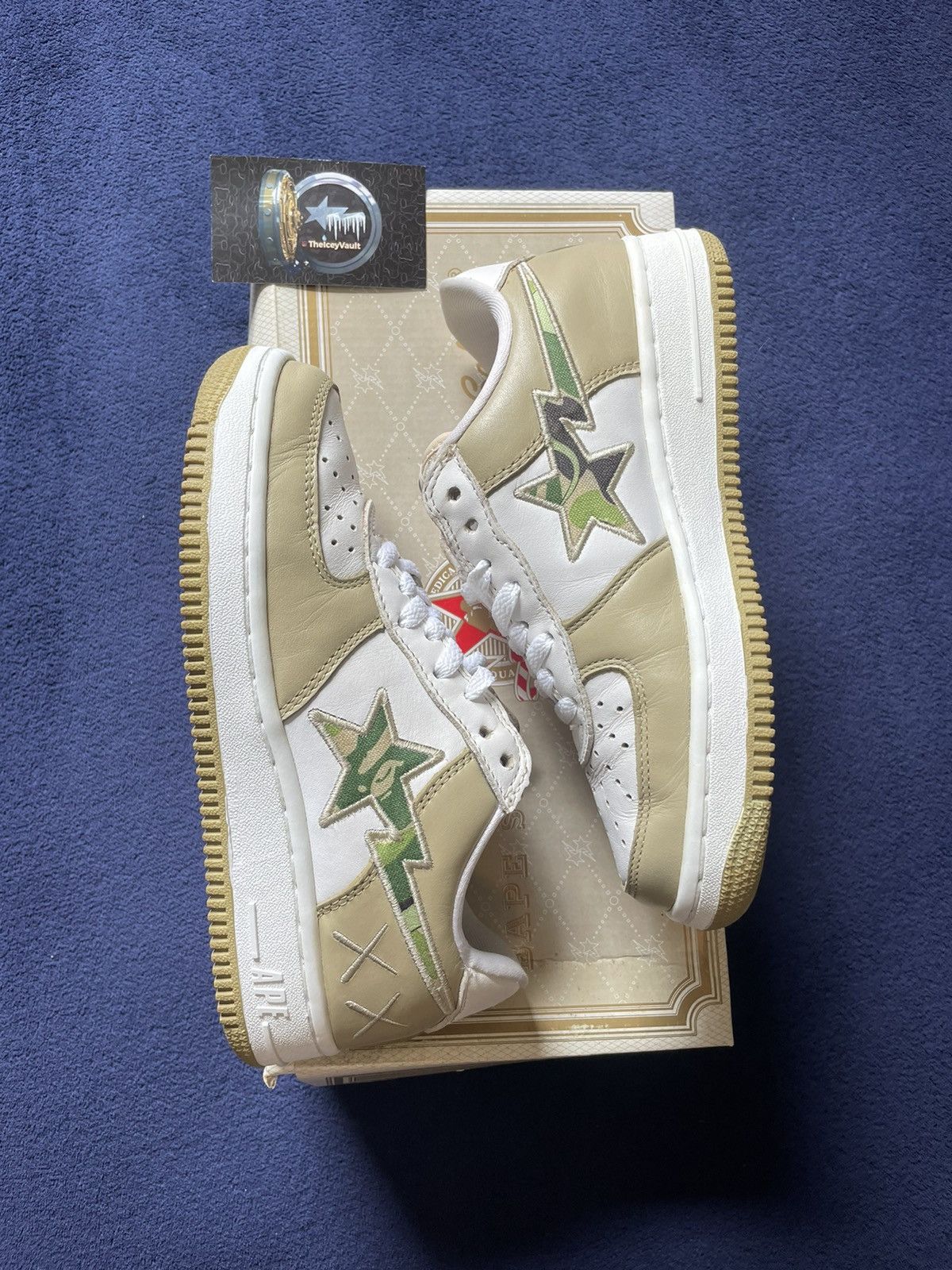 Bape Bape x Kaws Green Camo Bapestas | Grailed