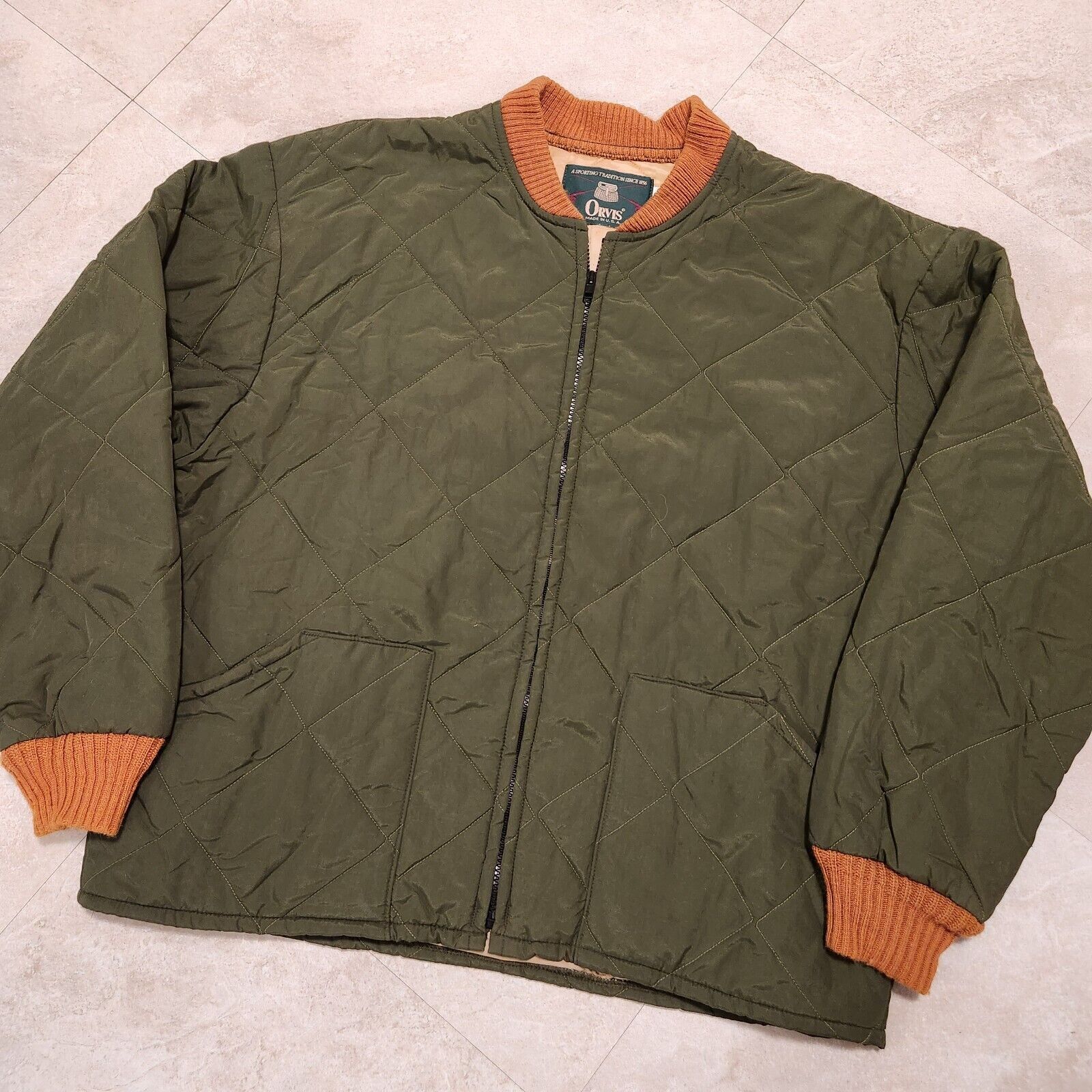Orvis VTG 80s 90s Orvis Mens M Medium USA Made Quilted Bomber Fishing ...