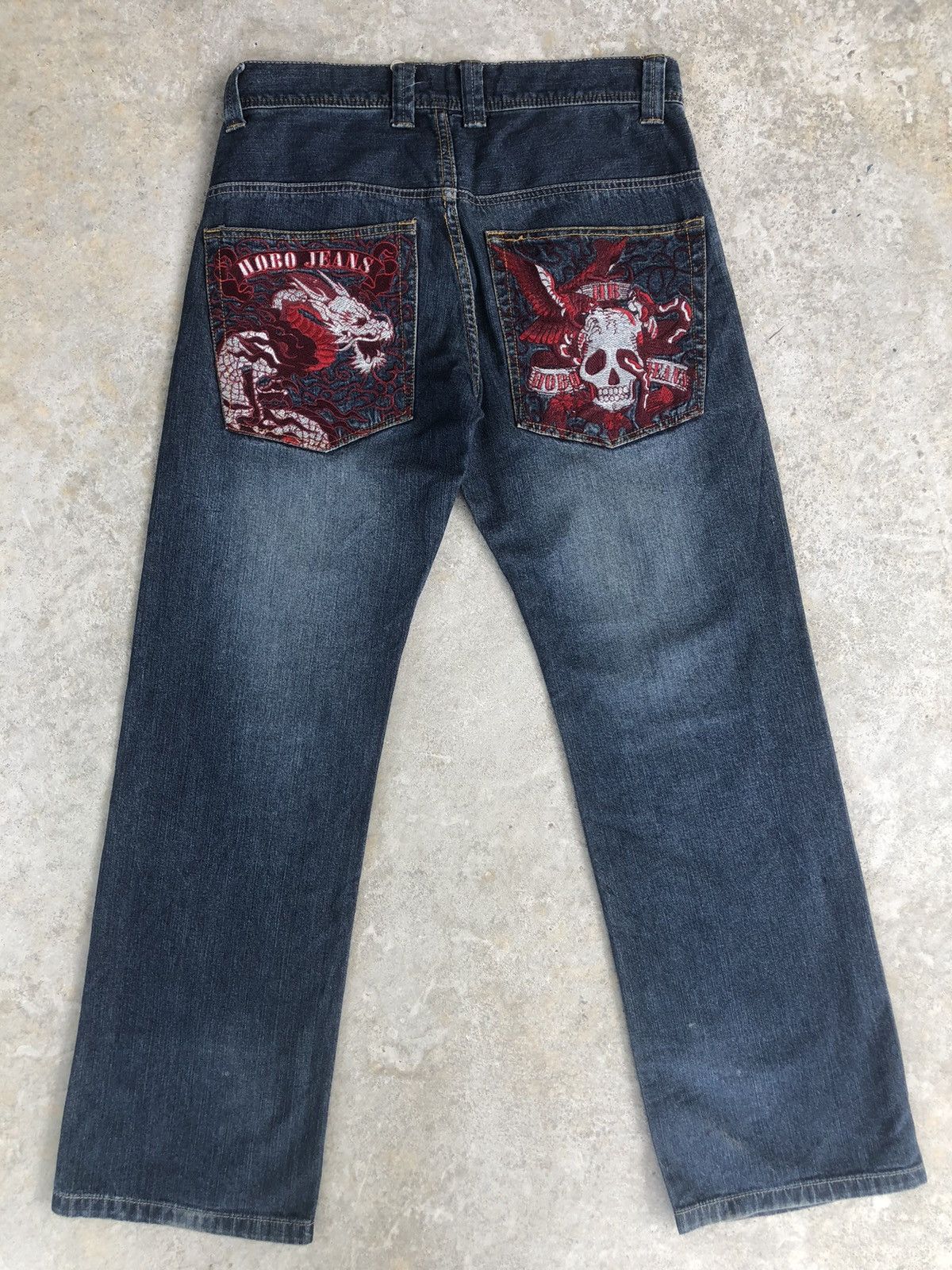 Skulls Japanese hobo Dragon Skulls Embroidered Jeans Loose Cut | Grailed