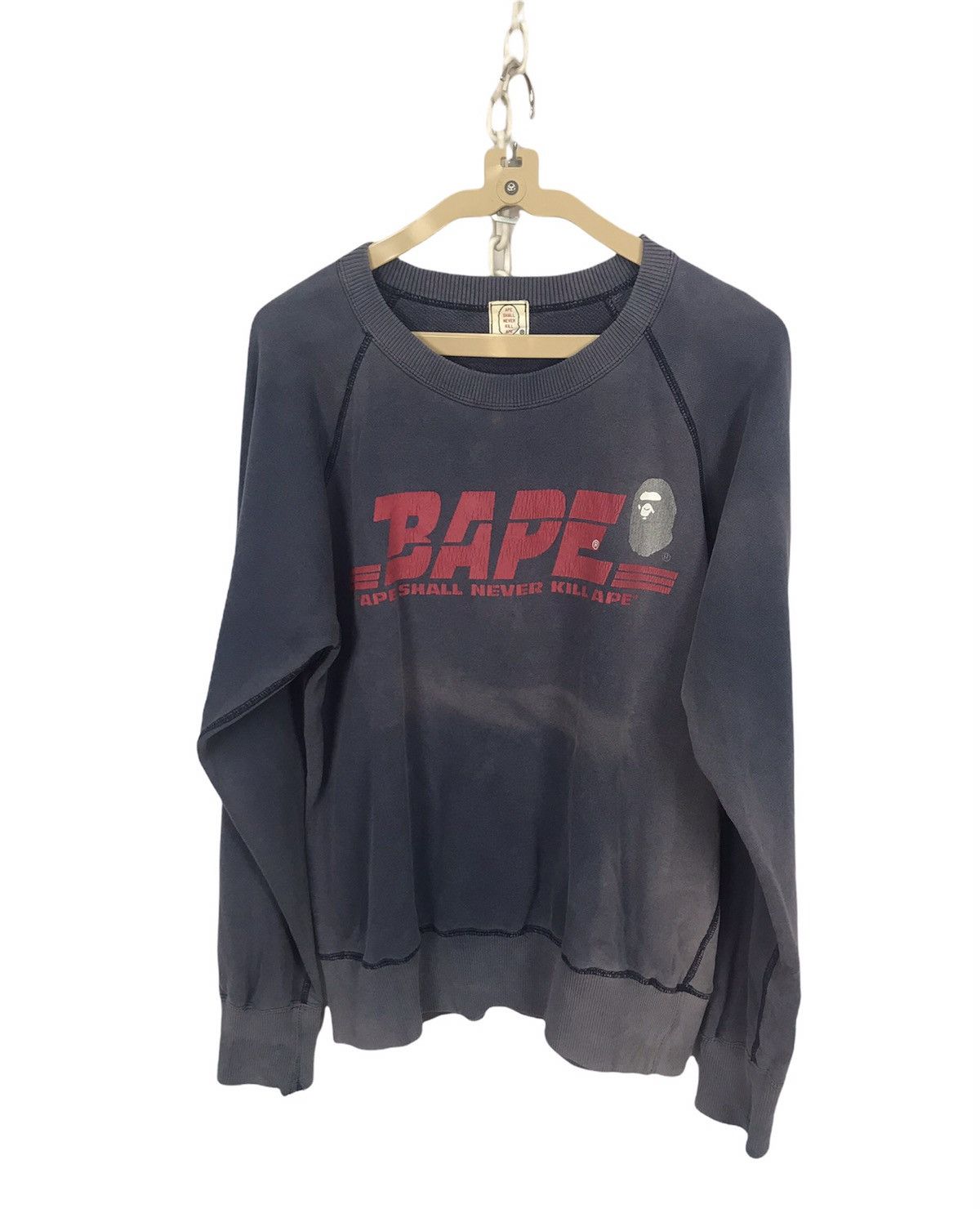 Bape × Vintage Bape “ape shall never kill ape” distressed sweatshirt ...