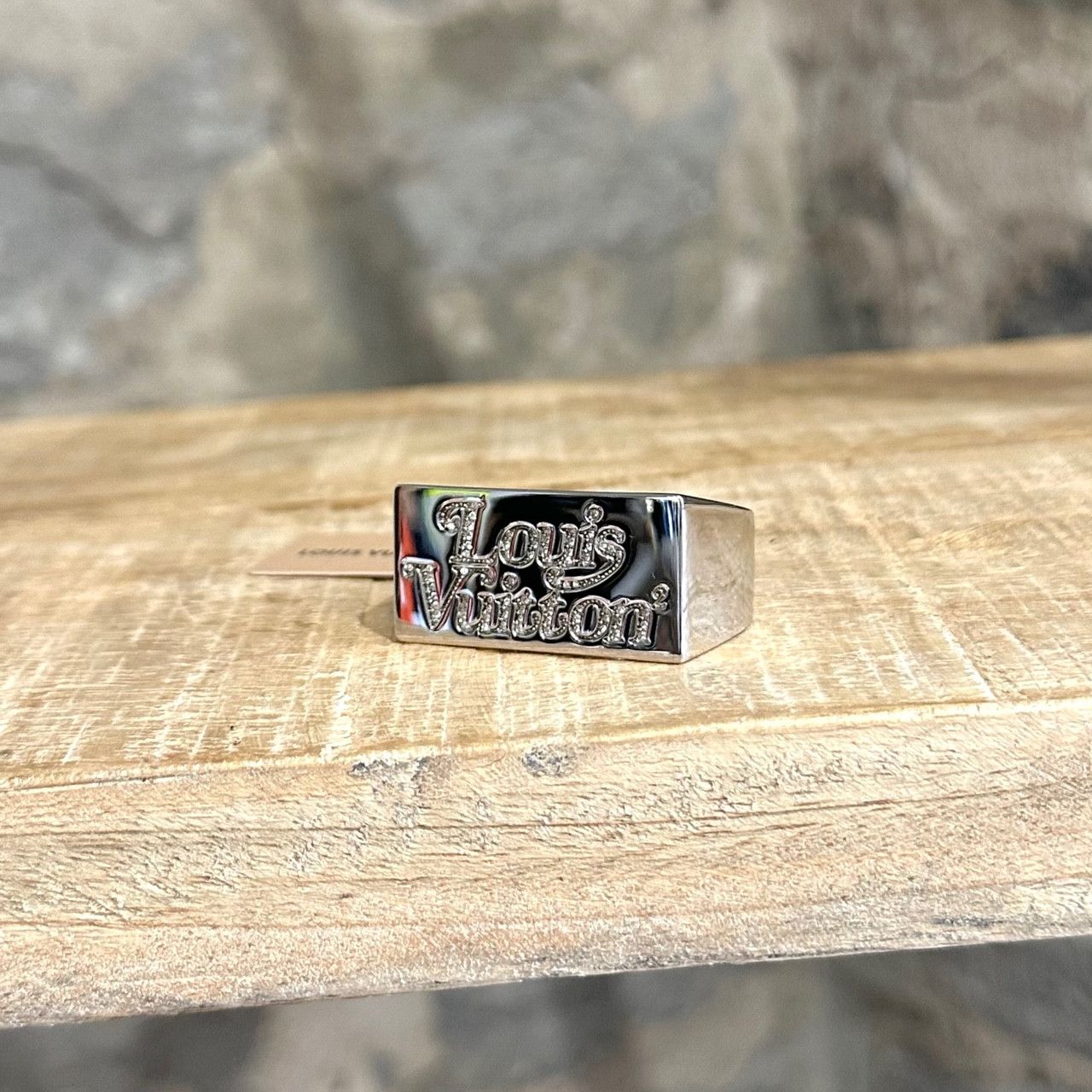 Louis Vuitton Louis Vuitton X Nigo Squared Strass Logo Double Ring ...