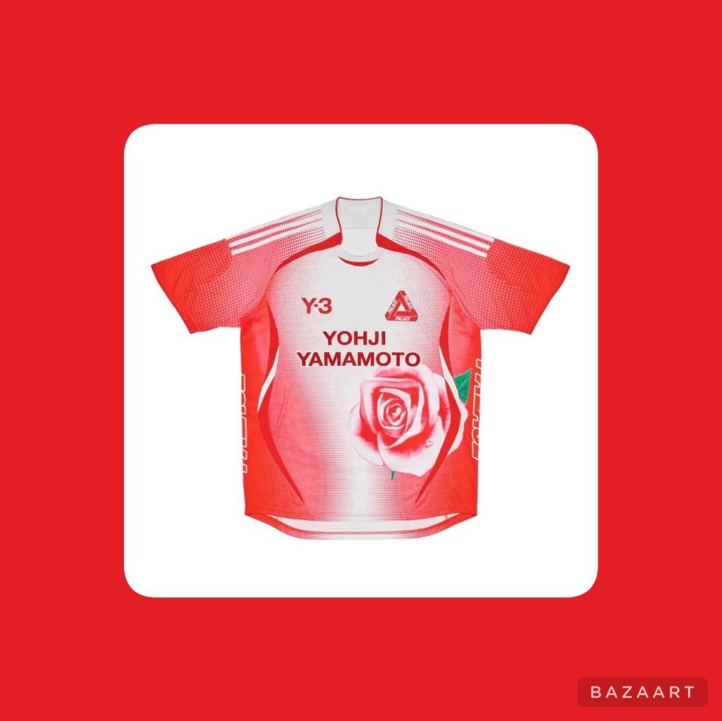 Y-3 Adidas Y-3 Palace Football Jersey T Shirt Red White XLarge | Grailed