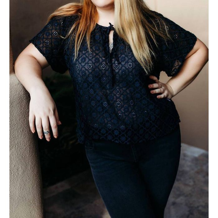 Designer AMUSE SOCIETY Somewhat Sheer Patterned Top In Black | Grailed