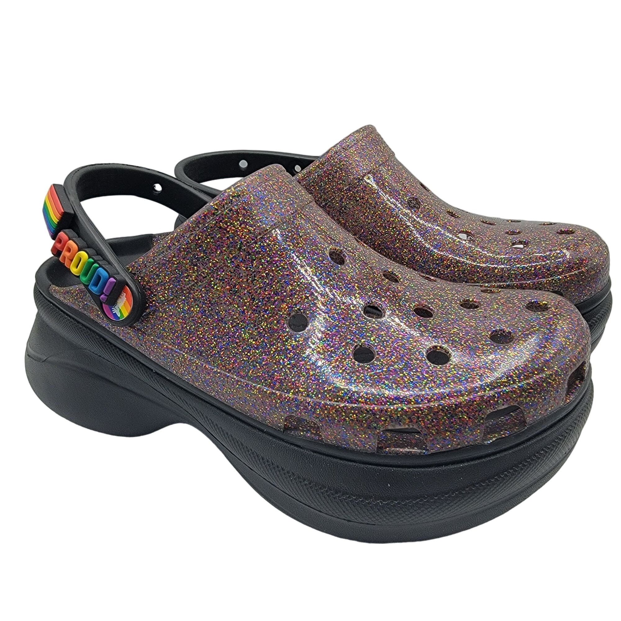 Crocs Crocs Classic Bae Glitter Womens 8 Platform Clog LGBTQ Pride ...