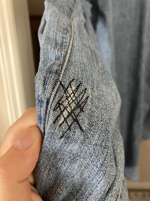 Vintage 90s Sashiko Repaired Denim Work Shirt | Grailed