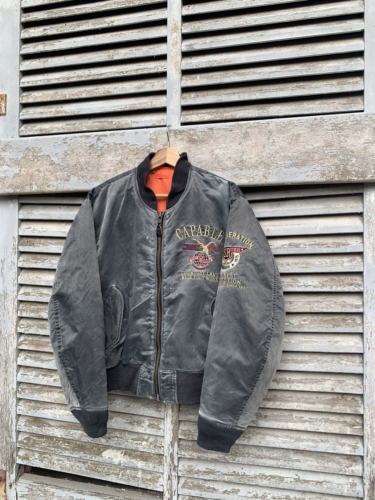 Bomber Jacket × Japanese Brand × Vintage 🪖Vintage Sun Faded MA-1 Man Intermediate Bomber Jacket ...