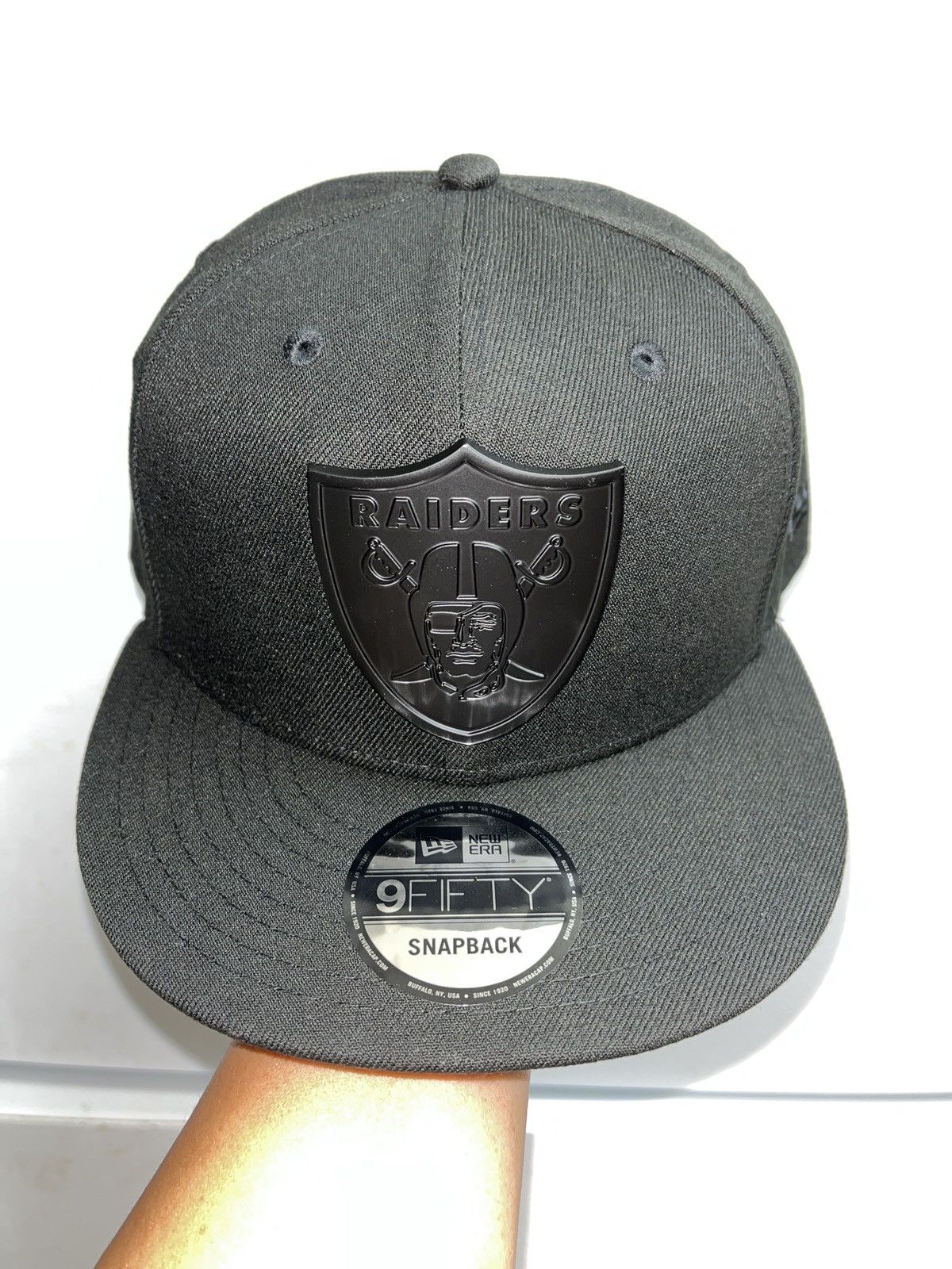 New Era Las Vegas Raiders Triple Black Metal Logo 9FIFTY Snapback | Grailed