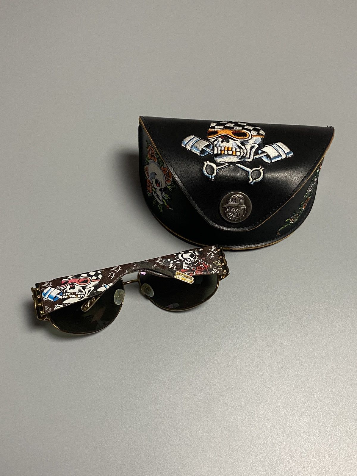 Ed Hardy × Vintage Ed Hardy vintage sunglasses skulls with box | Grailed