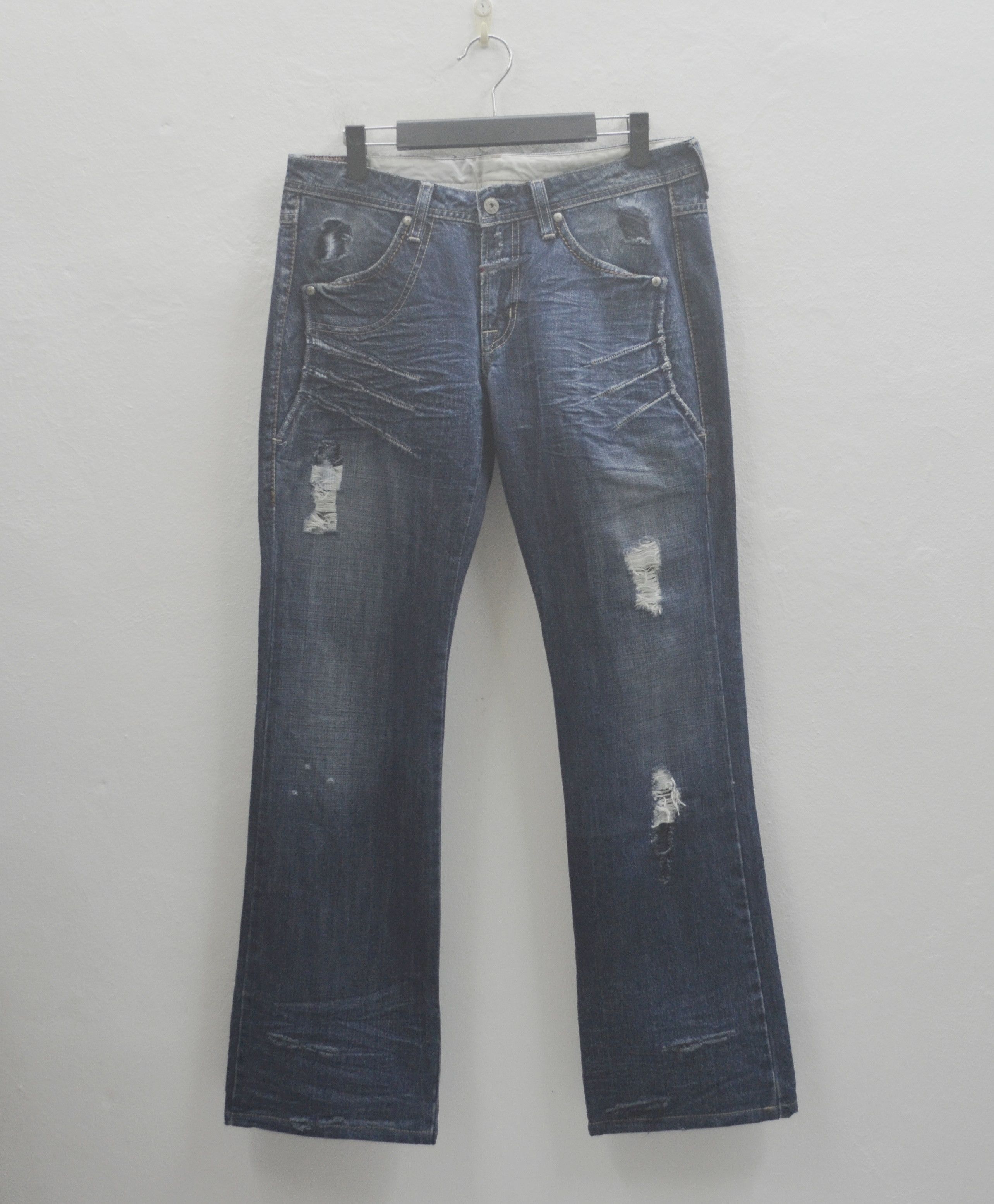 Marithe + Francois Girbaud Distressed Design Jeans Flare Boot Cut Style ...