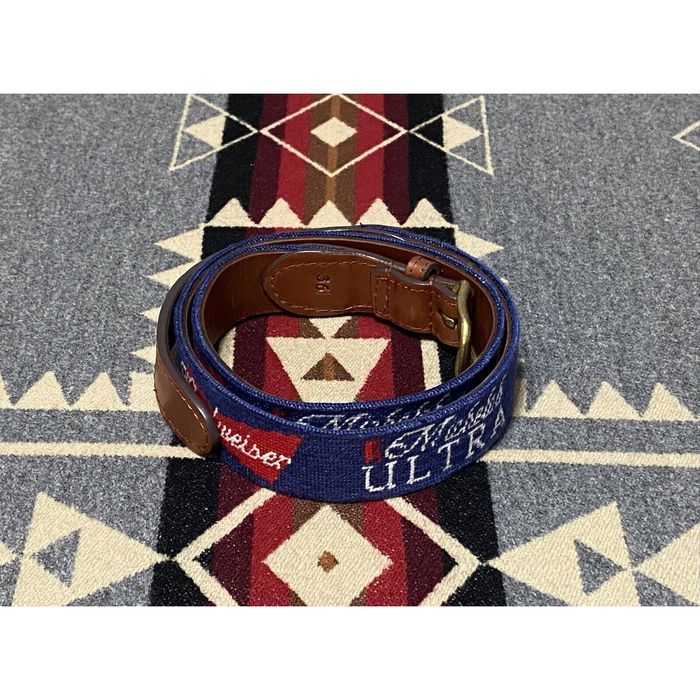 Budweiser Smathers & Branson Needlepoint Belt Sz 36 Budweiser Bud Light ...