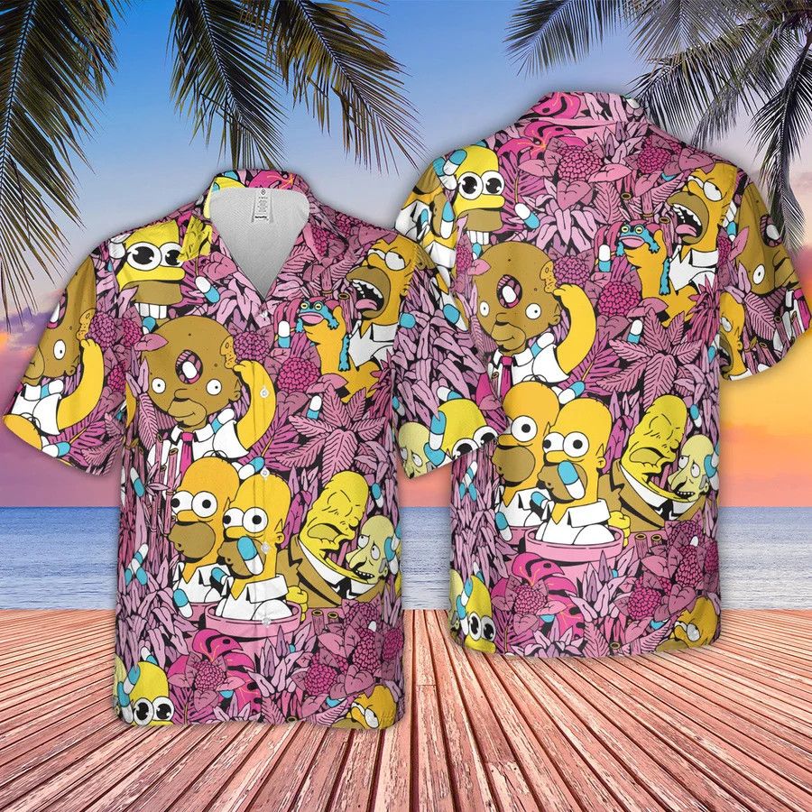 Hawaiian Shirt HOMER SIMPSON IN FLOWER BUSH THE SIMPSONS HAWAIIAN SHIRT ...