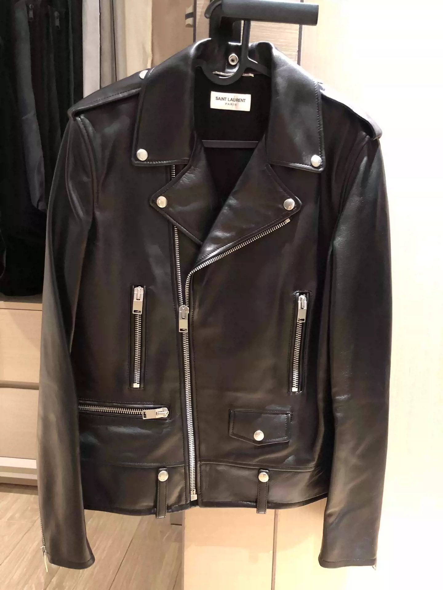 Saint Laurent Paris Saint Laurent L01 classic black leather biker ...