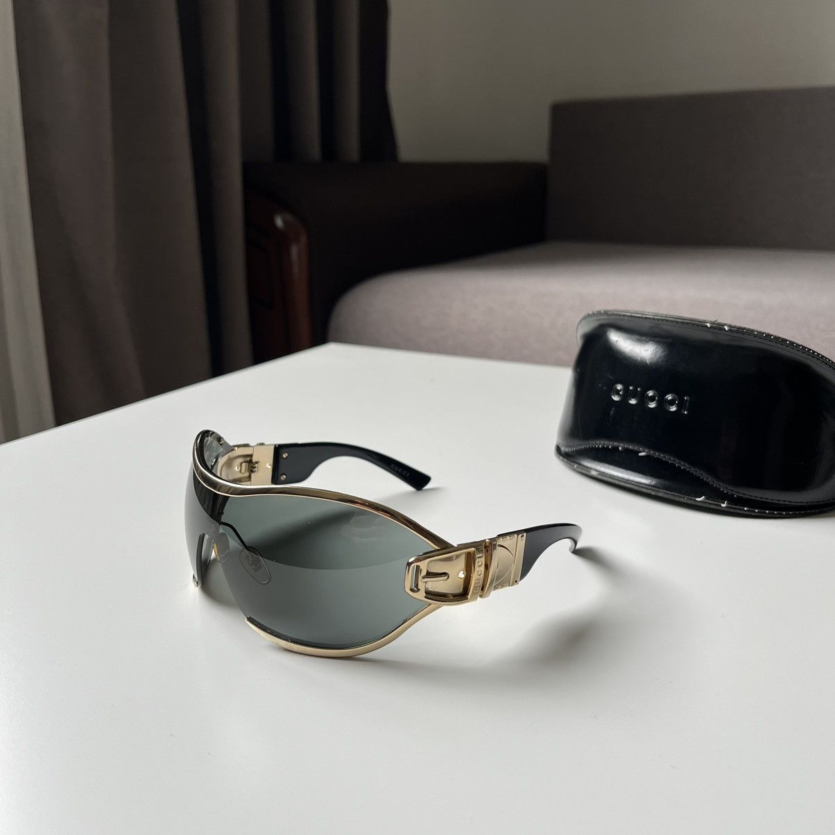 Gucci × Vintage Gucci Mask Shield Buckle GG 2738/S Sunglasses | Grailed